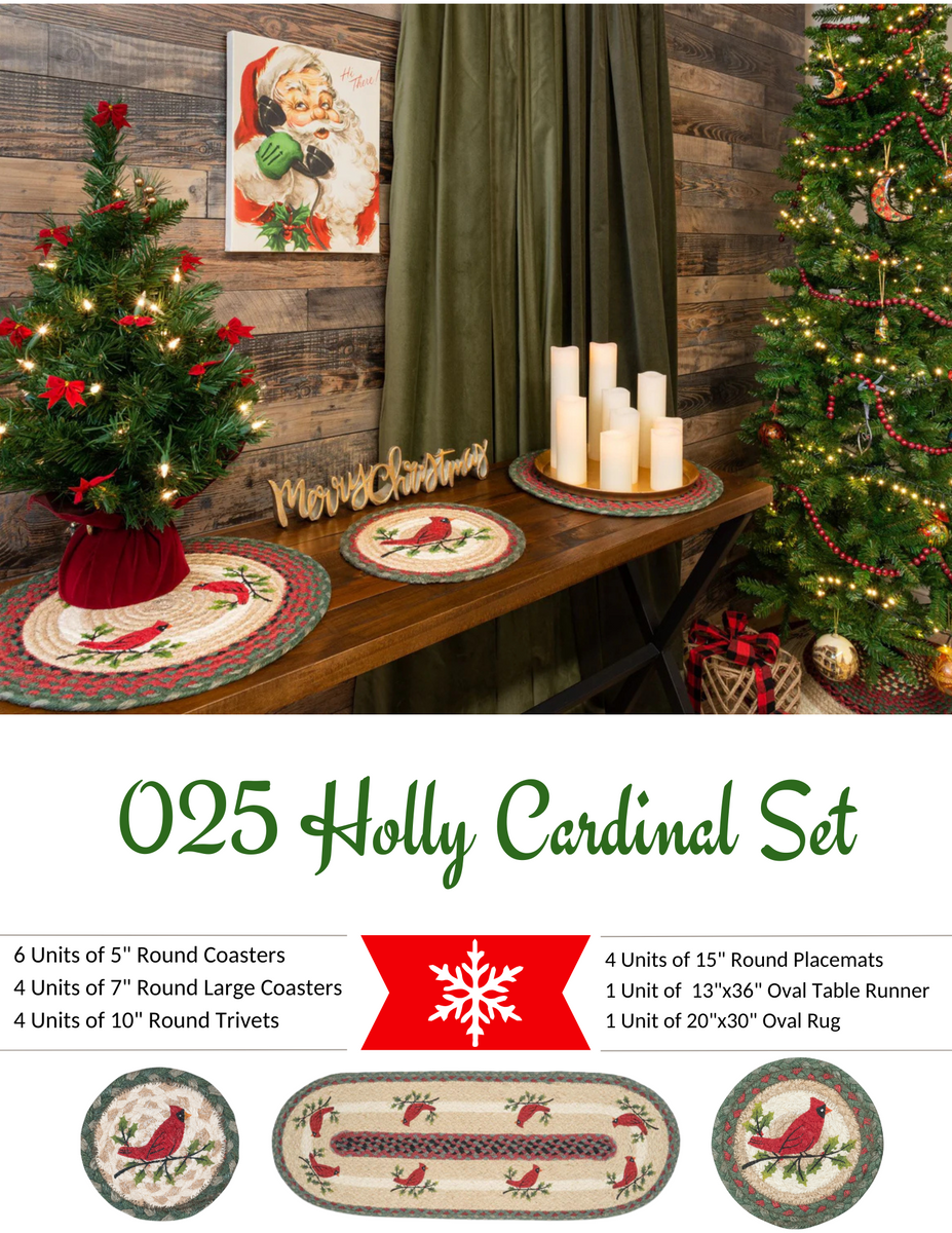 025 Holly Cardinal Set – Earth Rugs